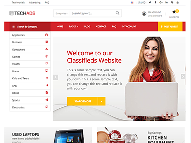 RedAds Classifieds Template for WordPress - Build your website today!