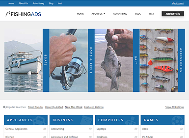 Fishing website design for WordPress by PremiumPress themes.